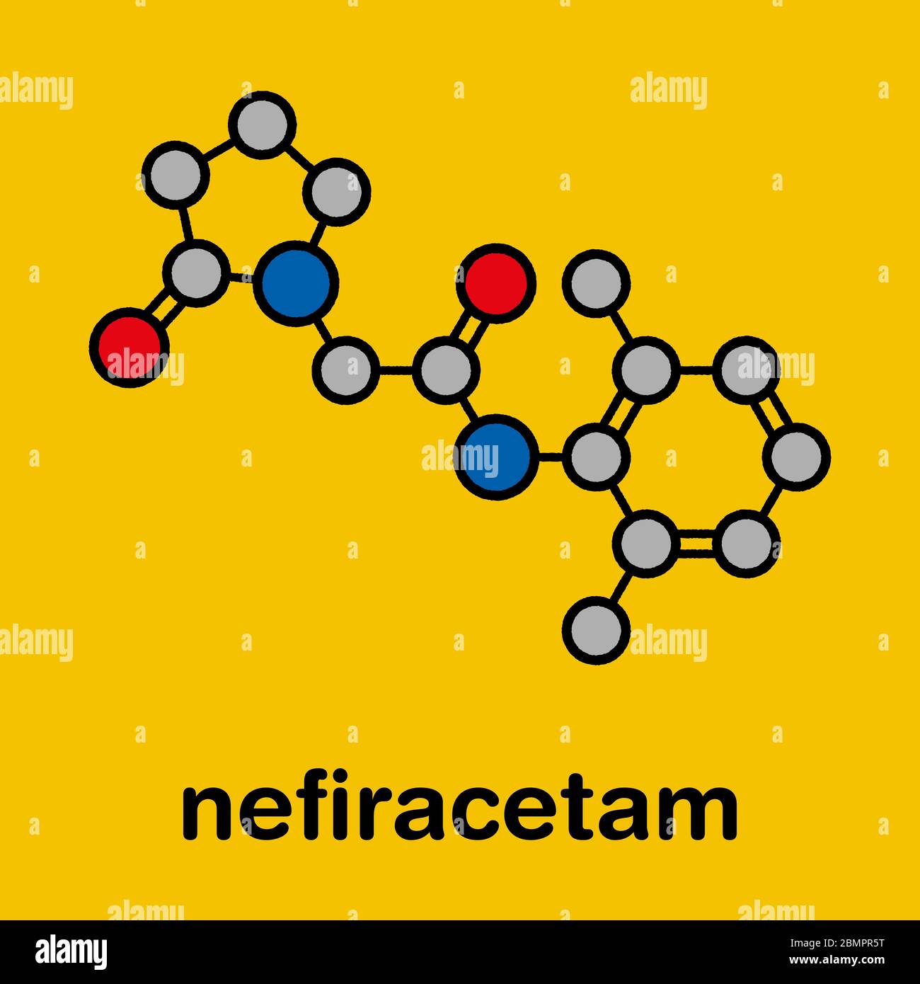 Nefiracetam nootropic drug molecule. Stylized skeletal formula ...