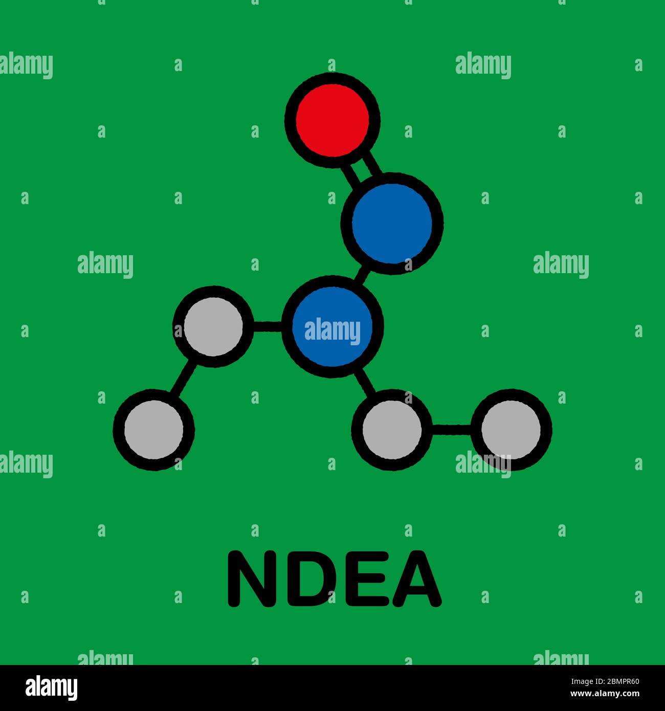 N-Nitroso-diethylamine or NDEA carcinogenic molecule. Stylized skeletal ...