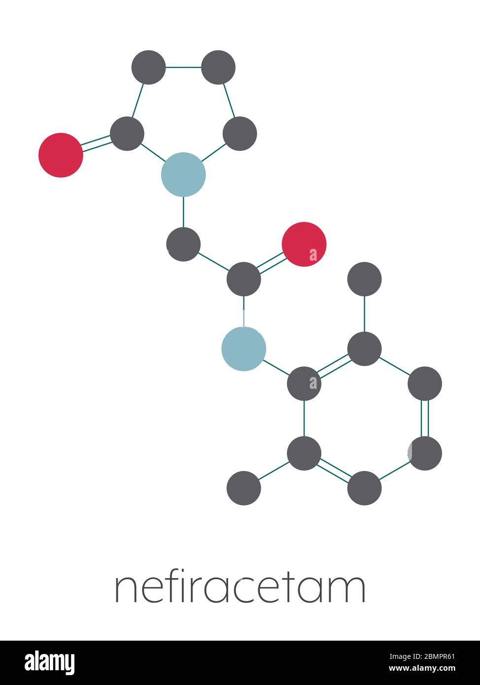Nefiracetam nootropic drug molecule. Stylized skeletal formula ...