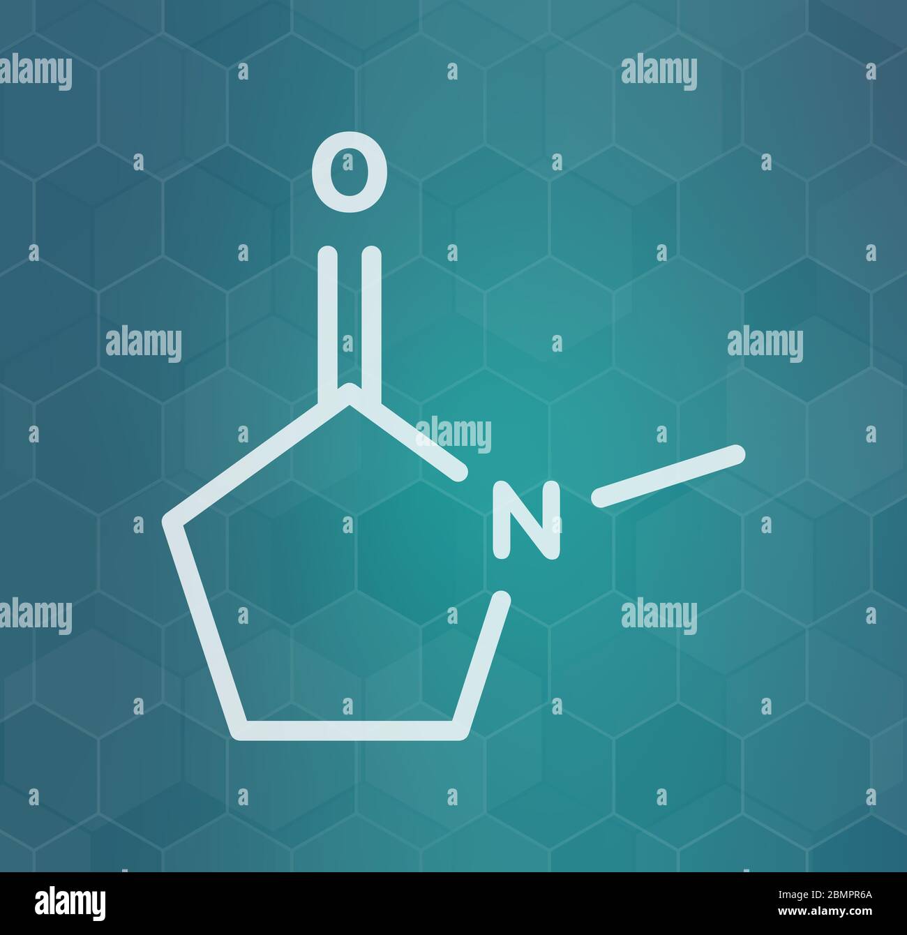 N-methyl-2-pyrrolidone (NMP) chemical solvent molecule. Skeletal ...