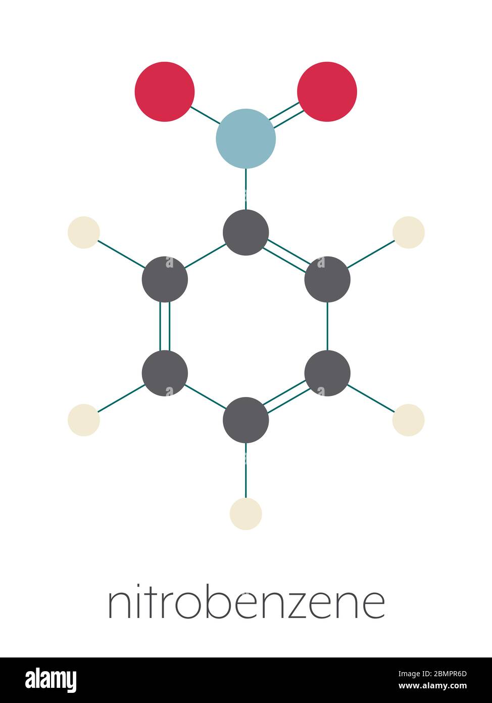 Nitrobenzene solvent molecule. Stylized skeletal formula (chemical ...