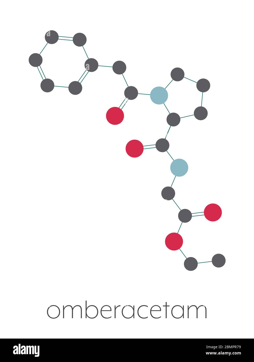 Omberacetam nootropic drug molecule. Stylized skeletal formula ...