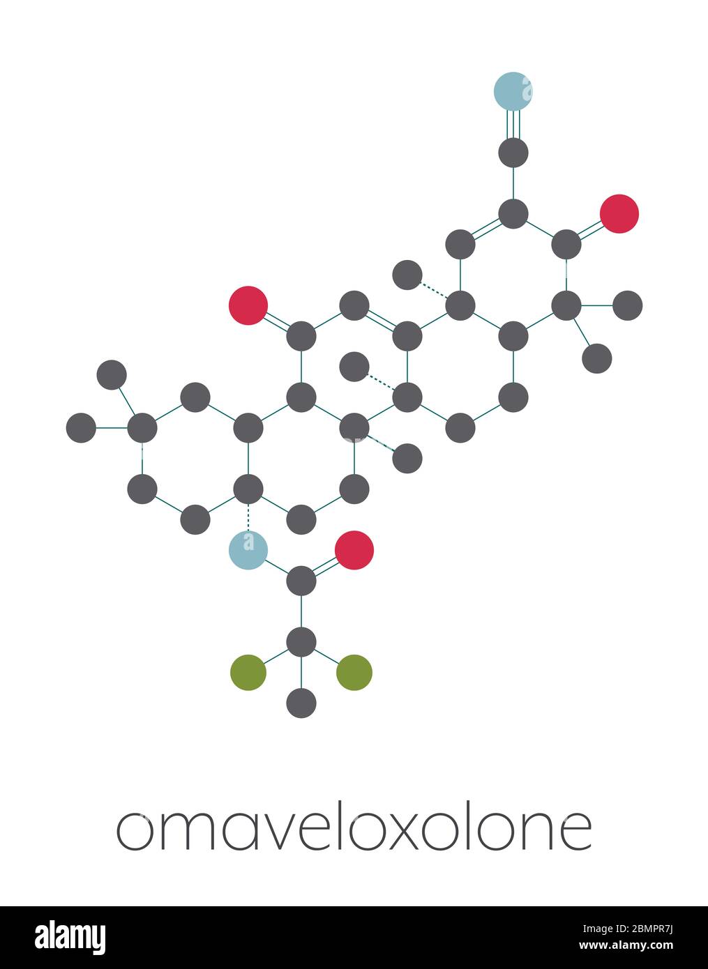 Omaveloxolone drug molecule. Stylized skeletal formula (chemical ...