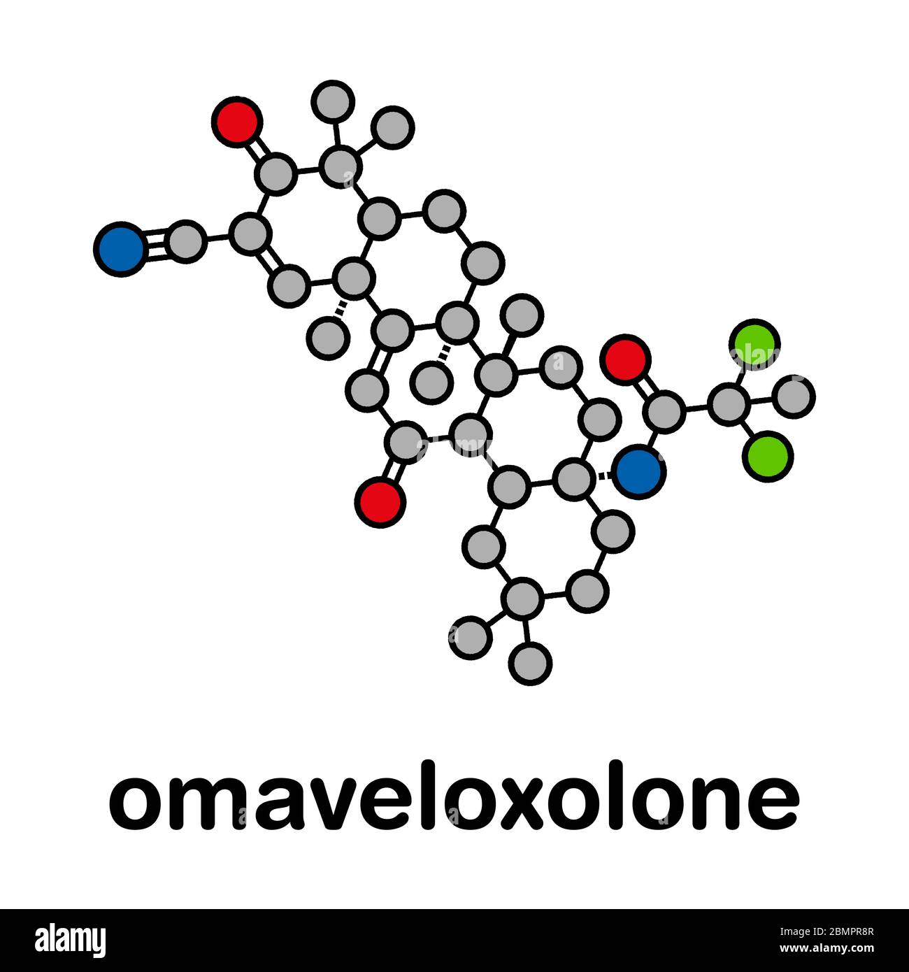 Omaveloxolone drug molecule. Stylized skeletal formula (chemical ...