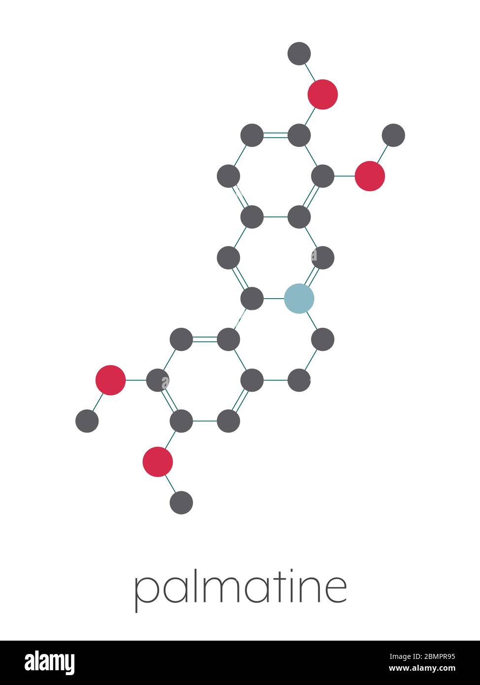 Palmatine herbal alkaloid molecule. Stylized skeletal formula (chemical ...