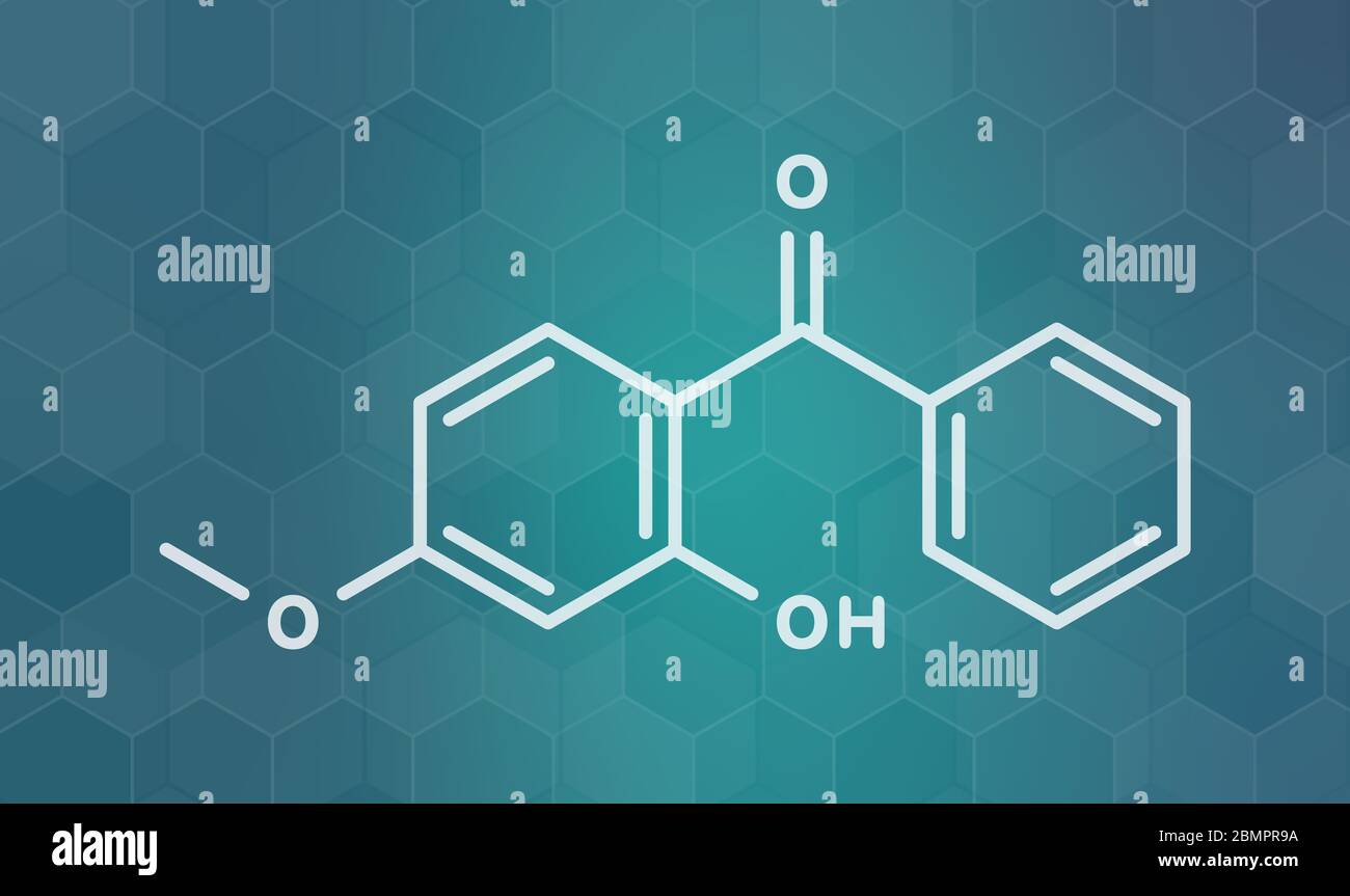 Oxybenzone sunscreen molecule. Skeletal formula Stock Photo - Alamy