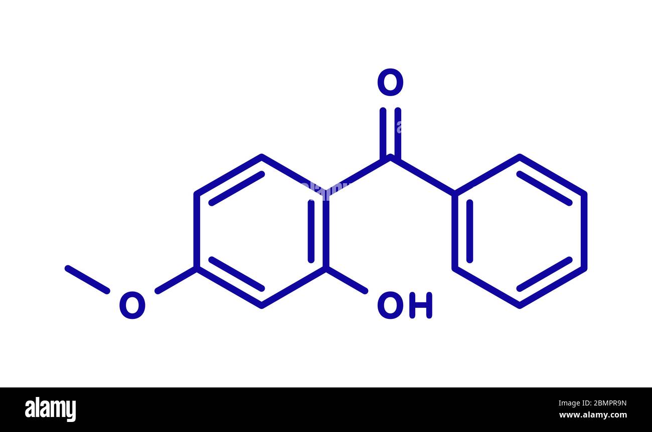 Oxybenzone sunscreen molecule. Skeletal formula Stock Photo - Alamy