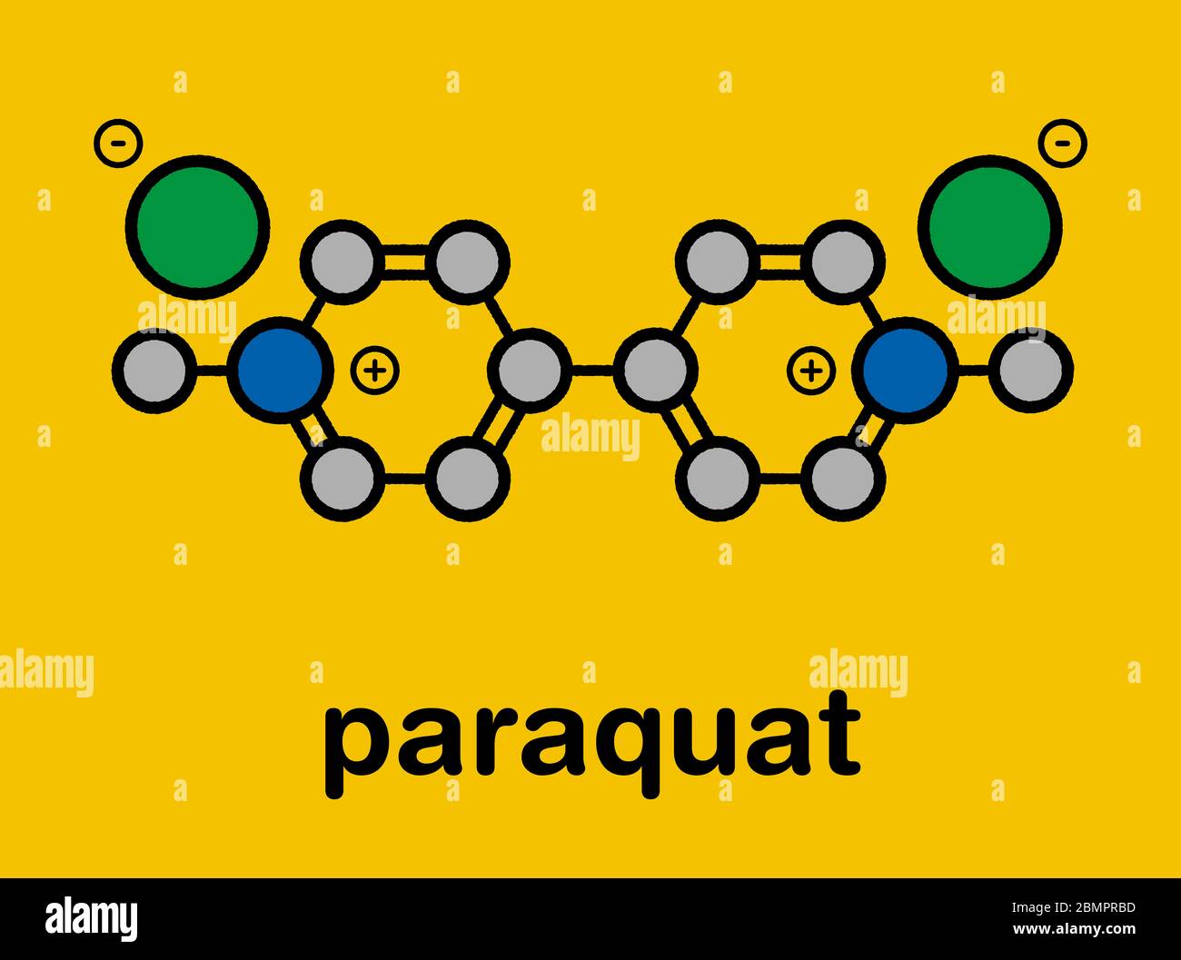 Paraquat herbicide molecule Stylized skeletal formula (chemical ...