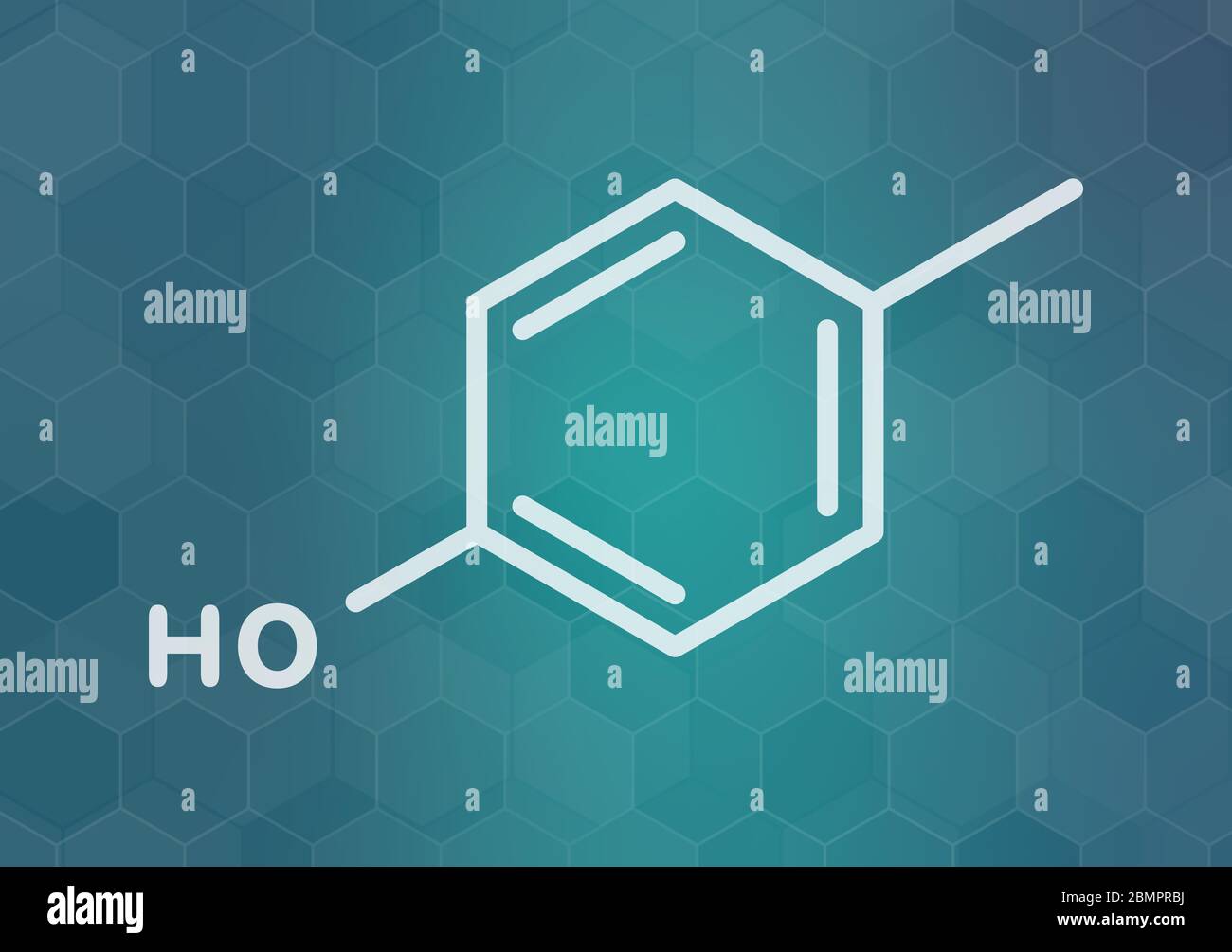 P-cresol (para-cresol, 4-methylphenol) molecule. Component of human ...