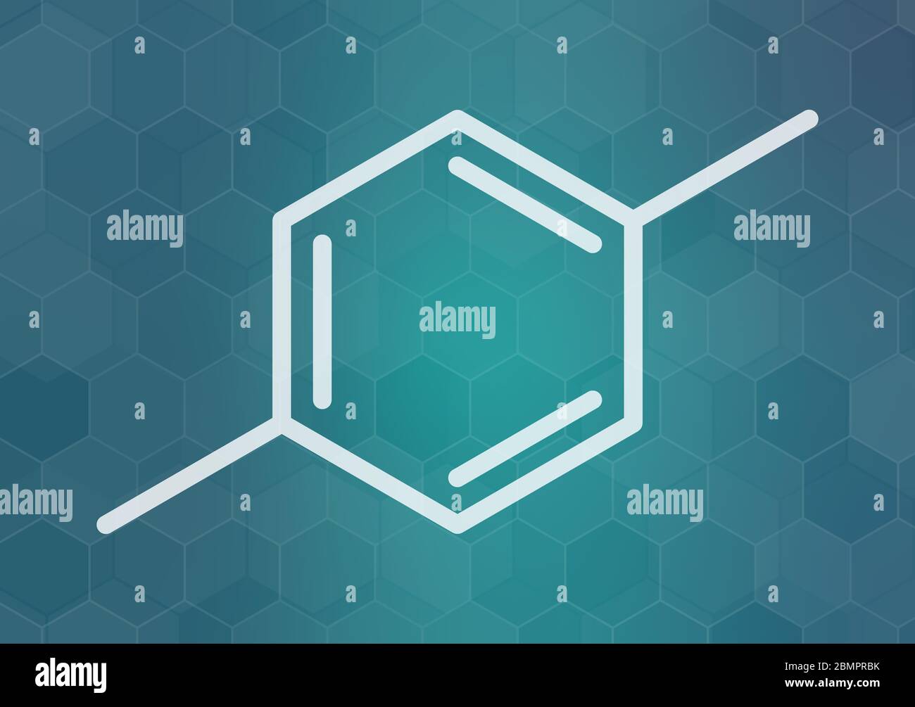 Para-xylene (p-xylene) aromatic hydrocarbon molecule. Skeletal formula ...
