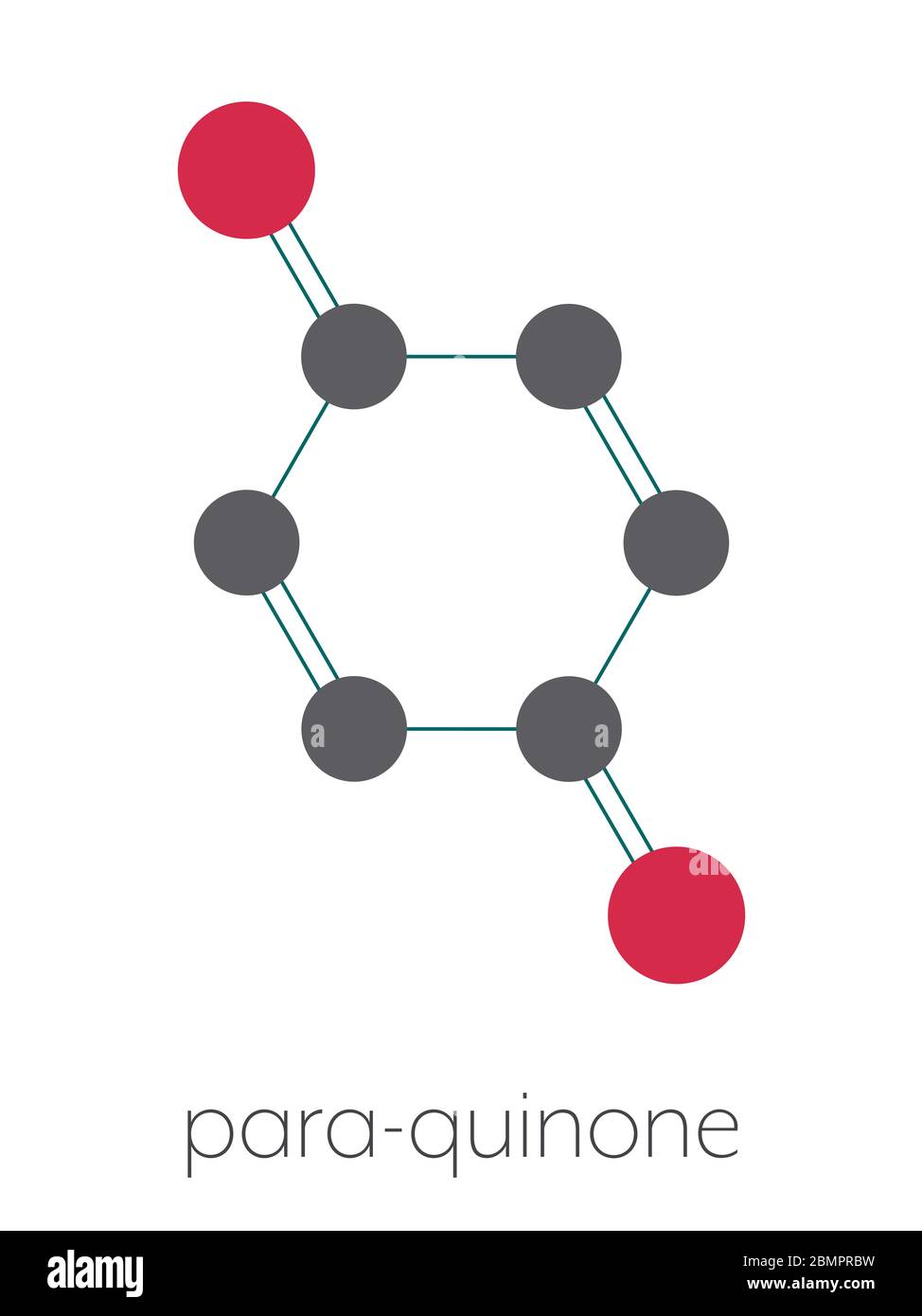 Benzoquinone (quinone, para-benzoquinone) molecule. Stylized skeletal ...