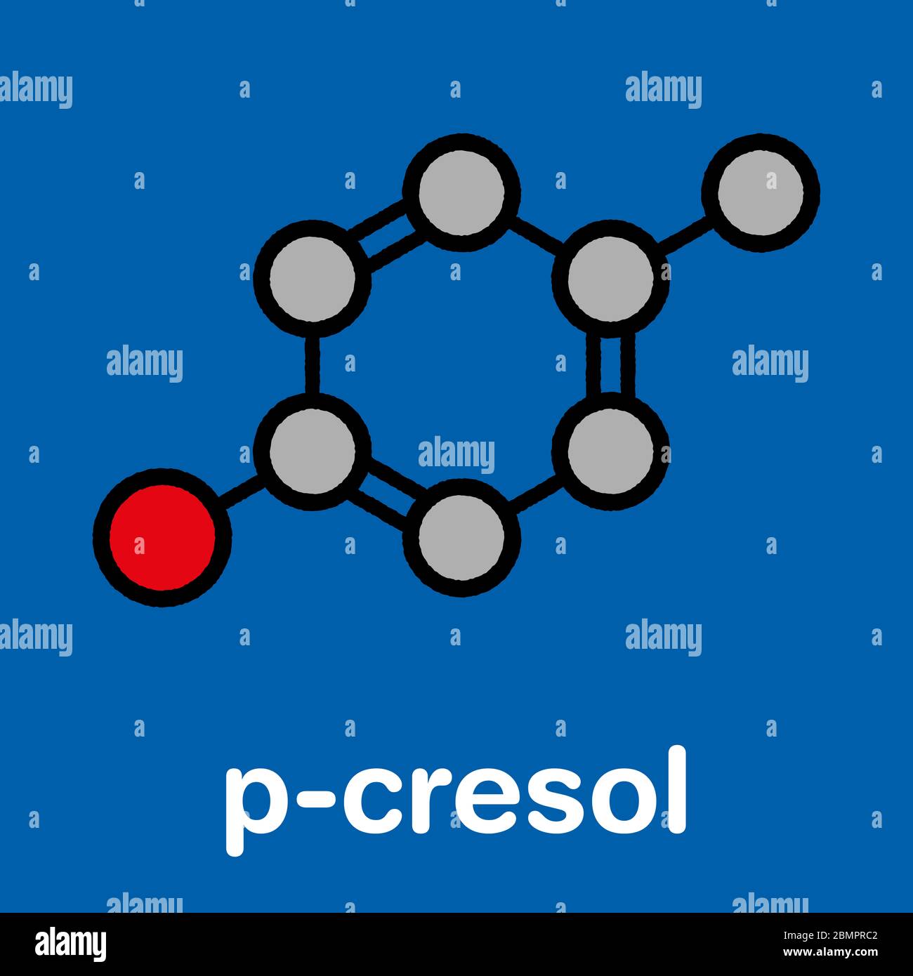 P-cresol (para-cresol, 4-methylphenol) molecule. Component of human ...