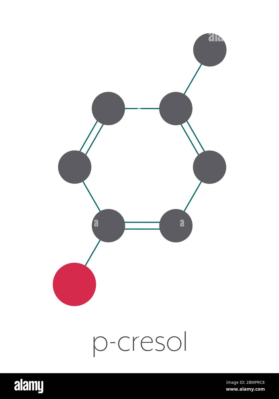 P-cresol (para-cresol, 4-methylphenol) molecule. Component of human ...