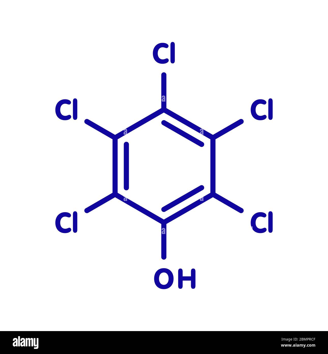 Pentachlorophenol (PCP) pesticide and disinfectant molecule. Often used ...