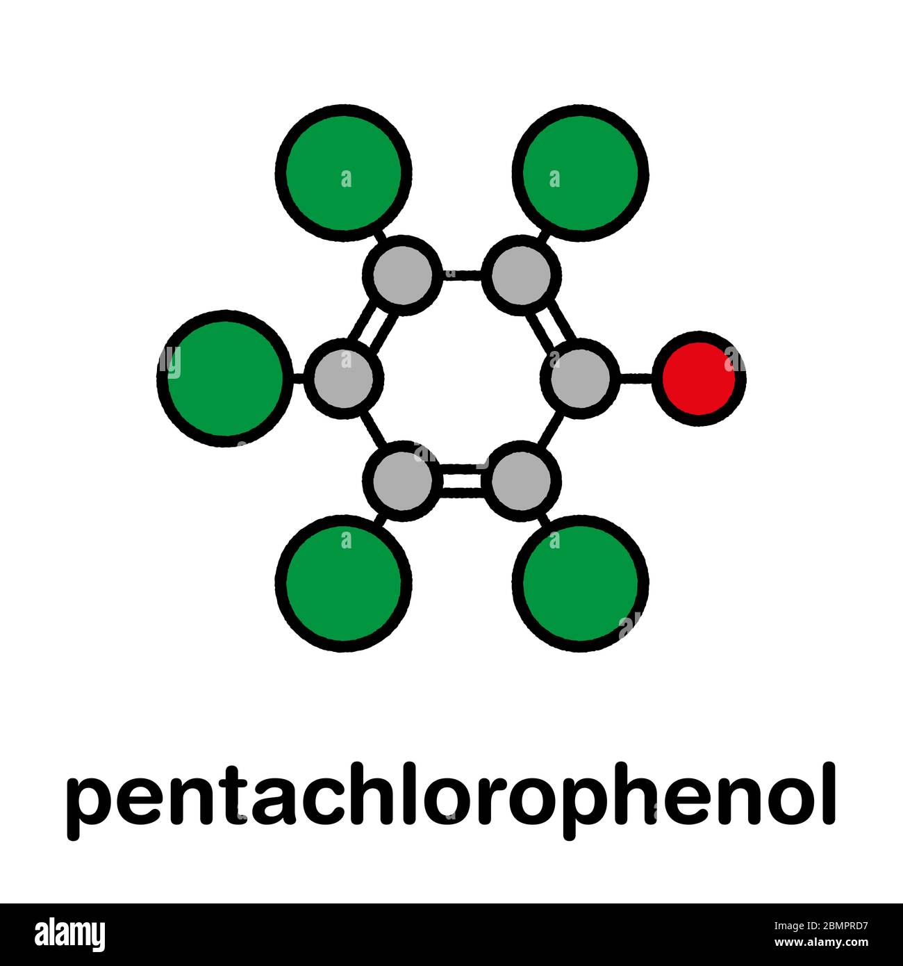 Pentachlorophenol (PCP) pesticide and disinfectant molecule. Often used ...