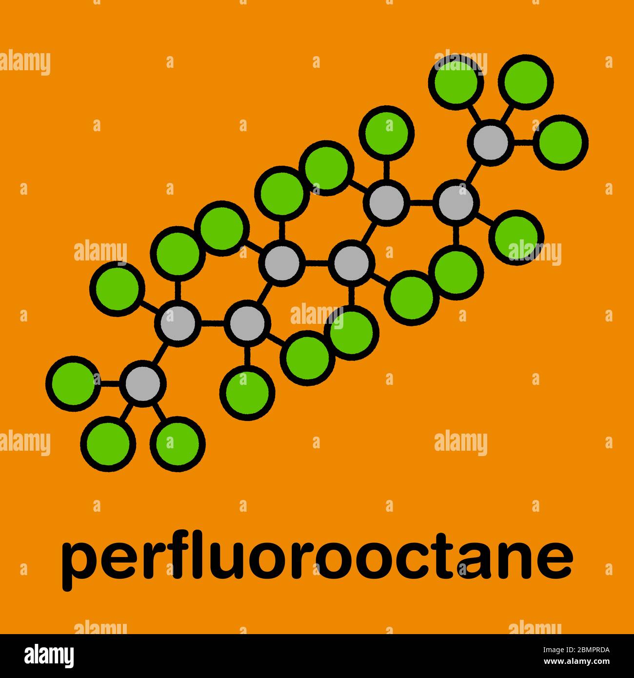 Perfluorooctane molecule. Stylized skeletal formula (chemical structure ...