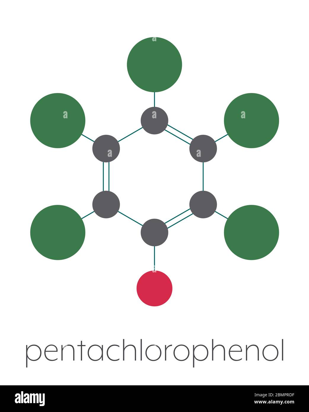 Pentachlorophenol (PCP) pesticide and disinfectant molecule. Often used ...