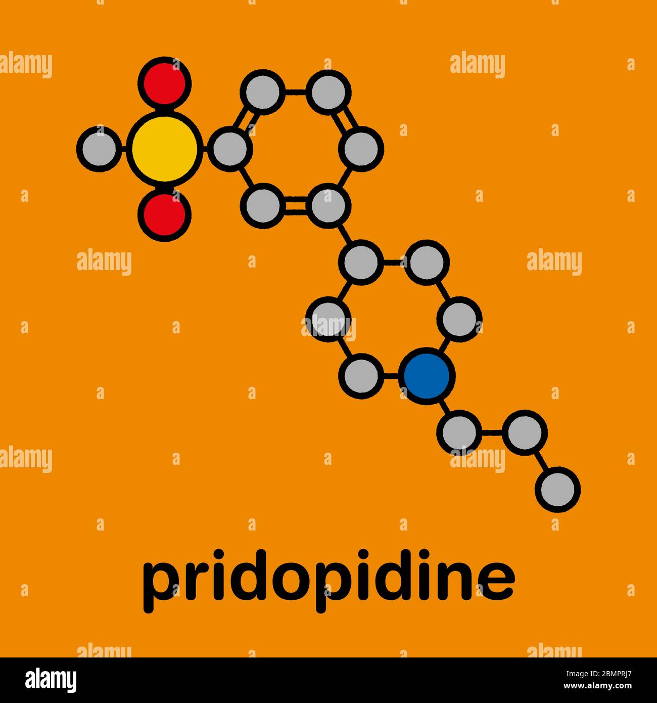 Pridopidine drug molecule. Stylized skeletal formula (chemical ...