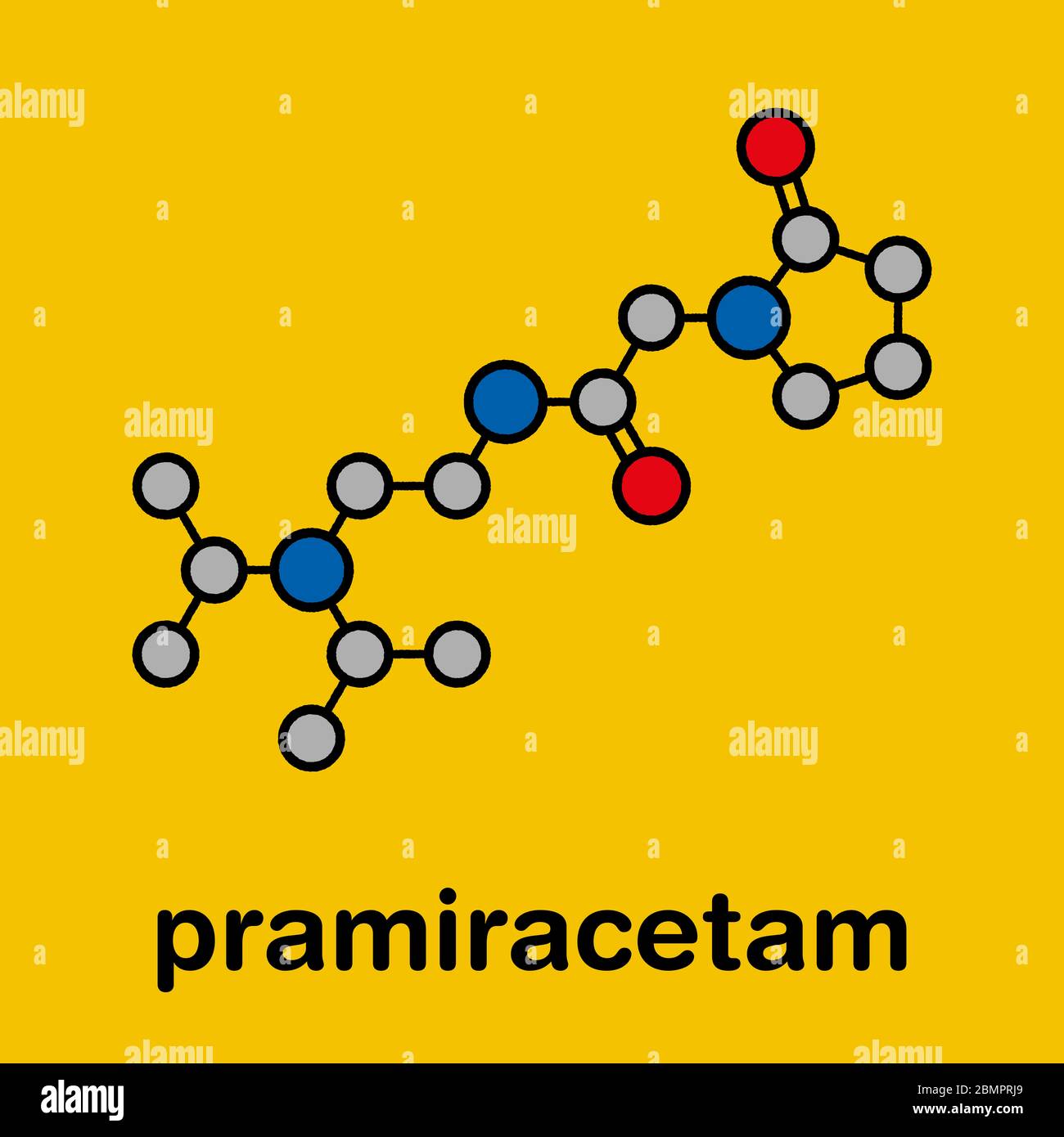 Pramiracetam drug molecule. Stylized skeletal formula (chemical ...