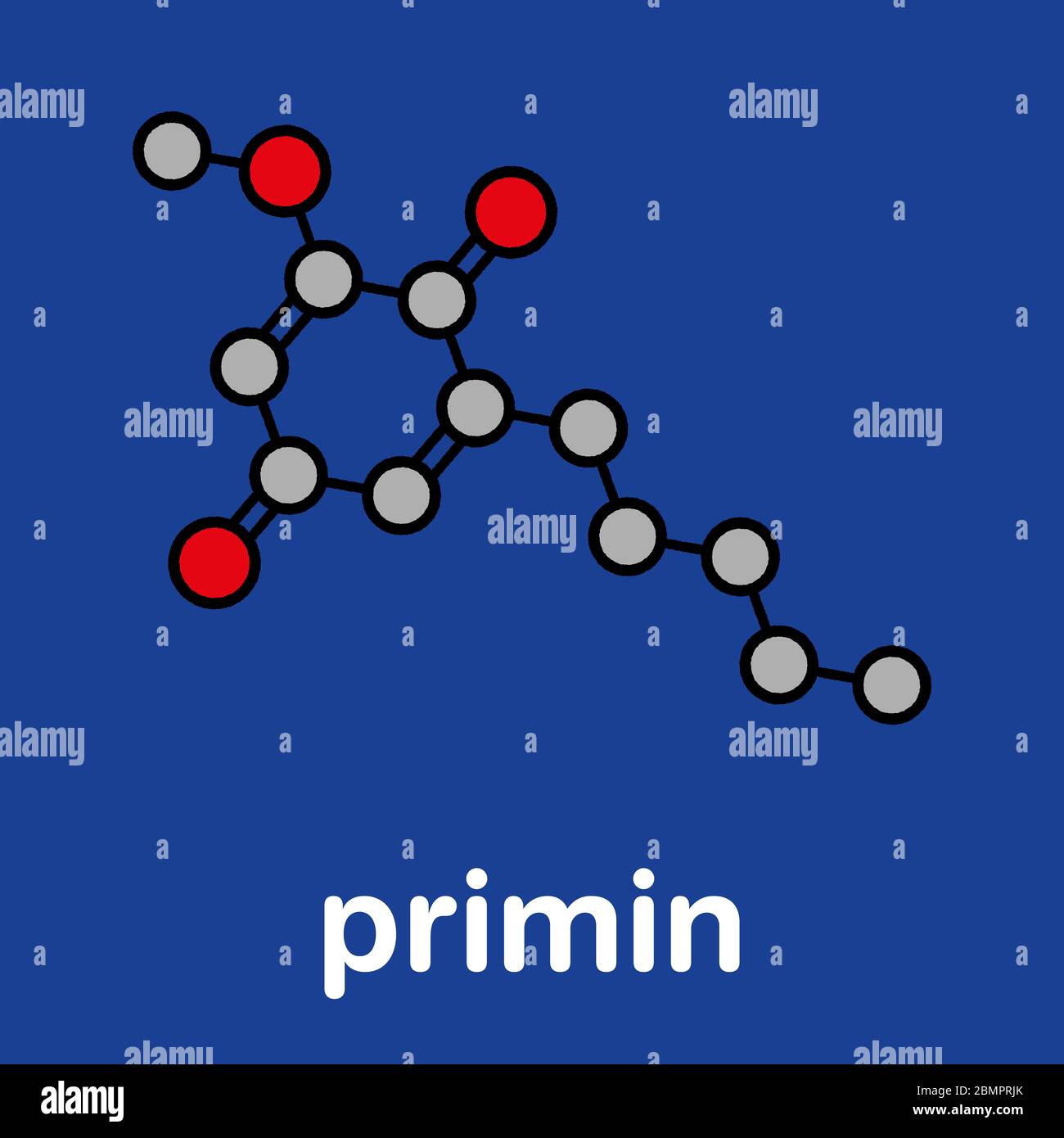 Primin primrose plant allergen molecule. Stylized skeletal formula ...