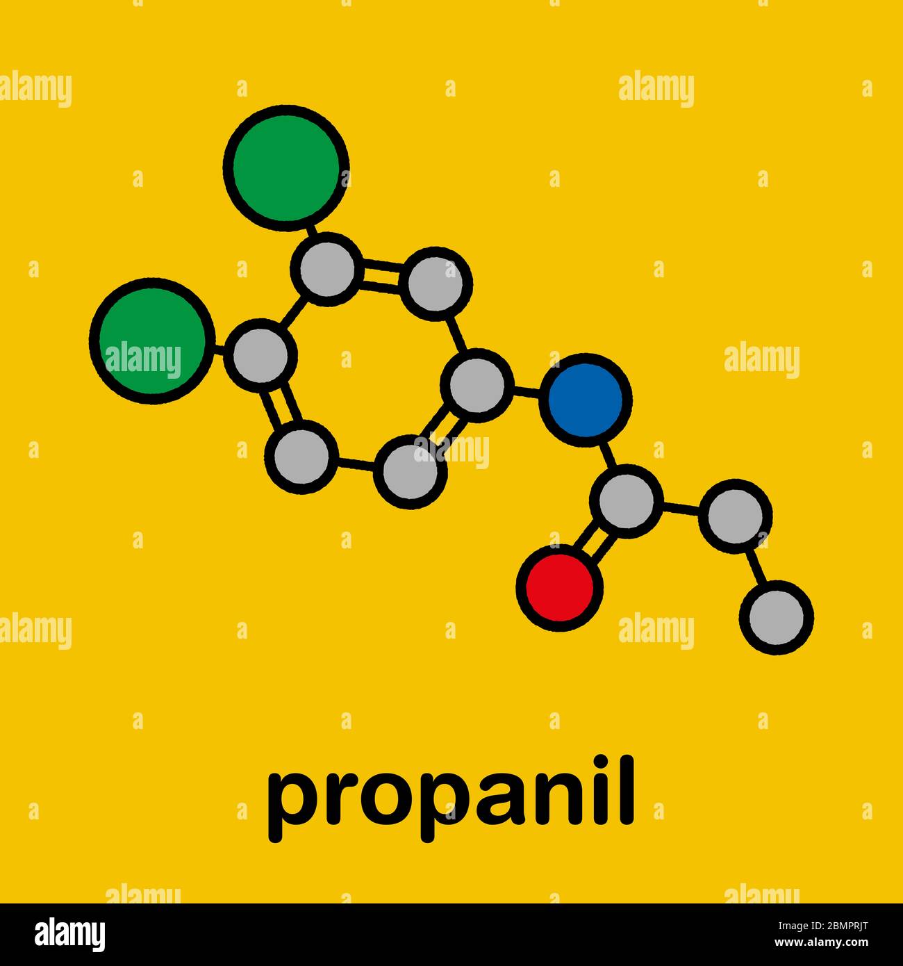 Propanil herbicide molecule. Stylized skeletal formula (chemical ...