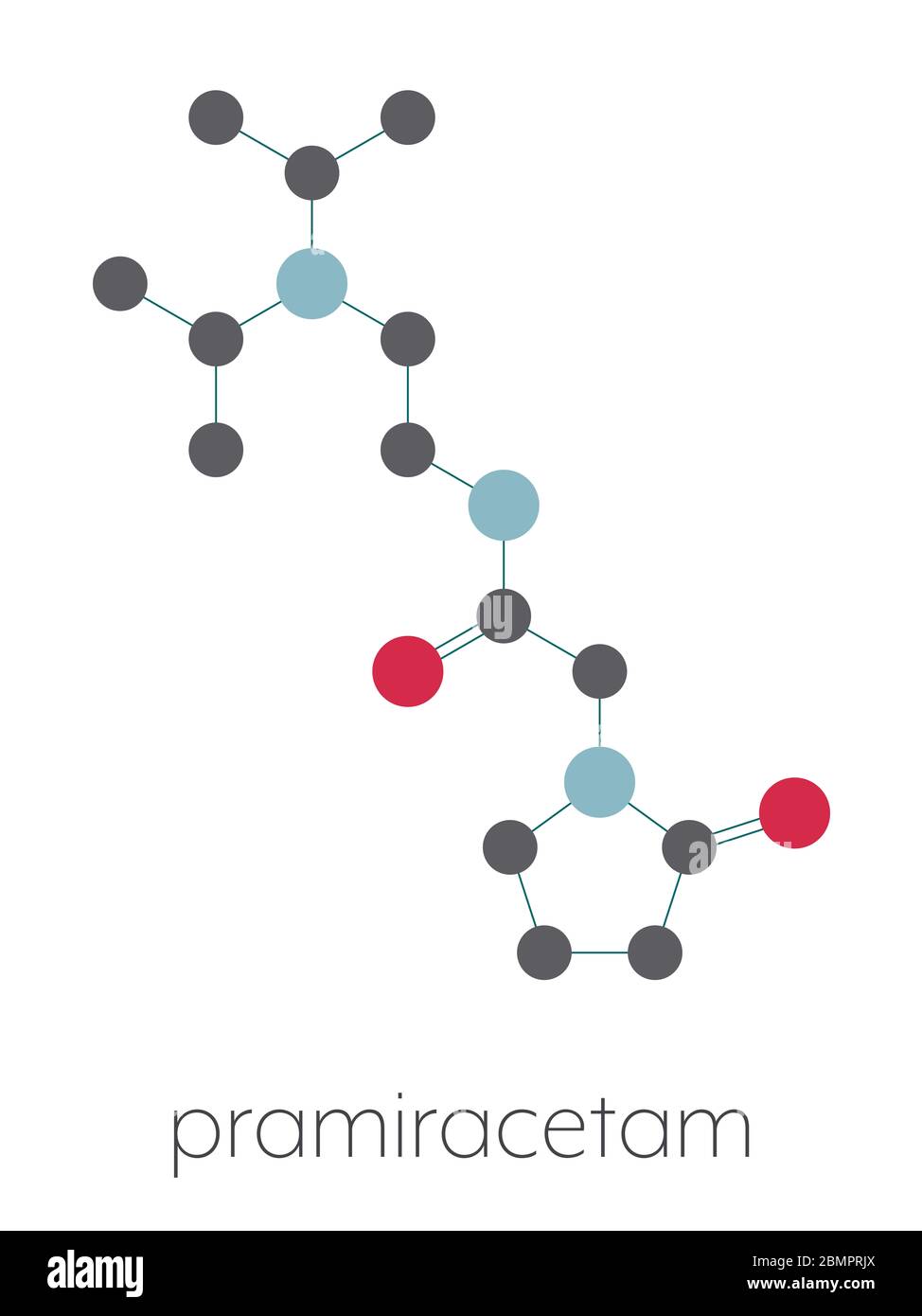 Pramiracetam drug molecule. Stylized skeletal formula (chemical ...