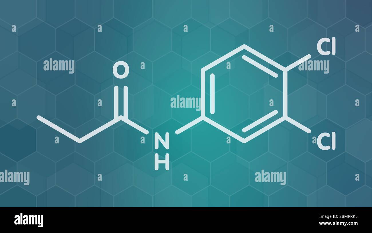 Propanil herbicide molecule. Skeletal formula Stock Photo - Alamy