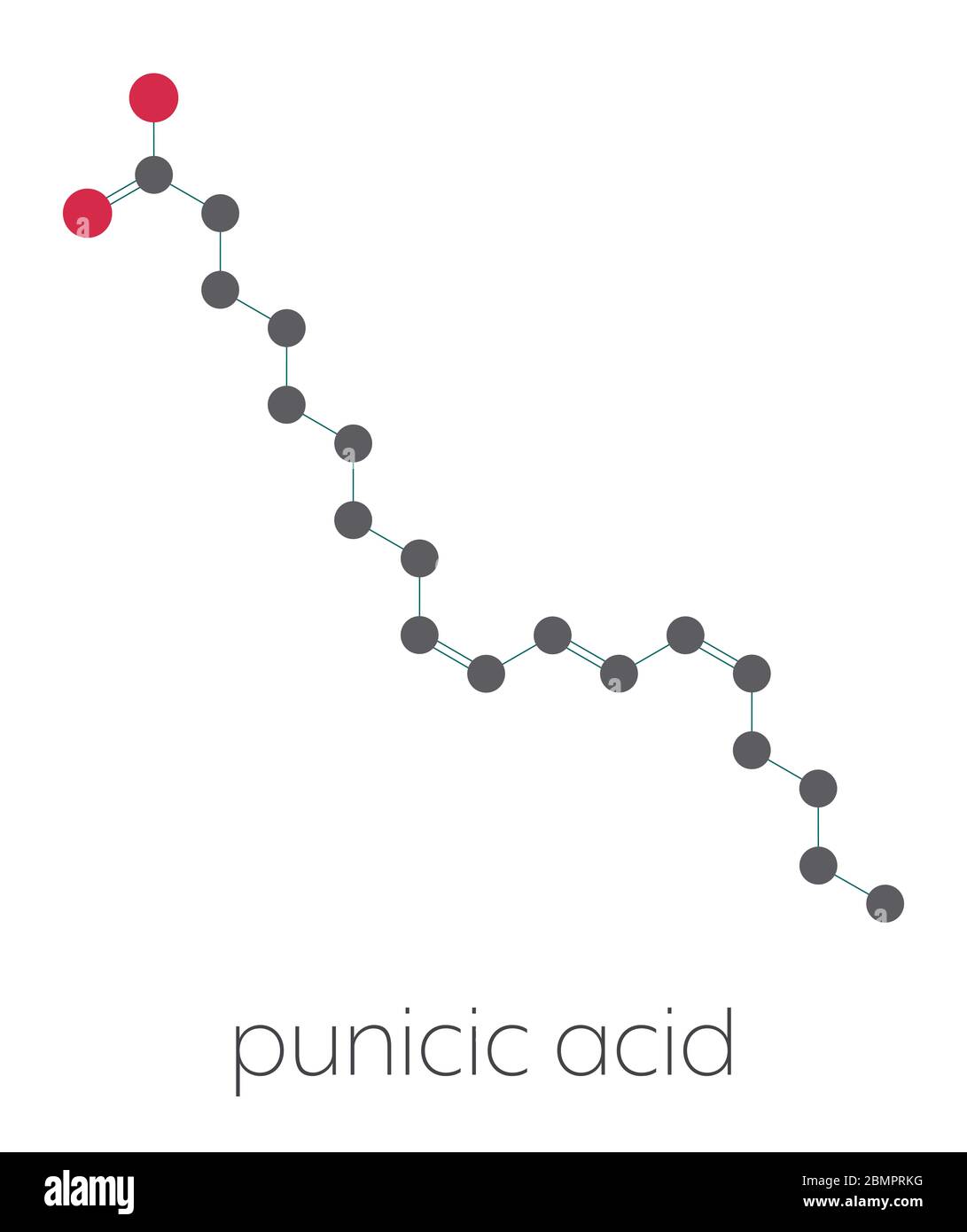 Punicic acid (trichosanic acid) molecule. Fatty acid present in ...