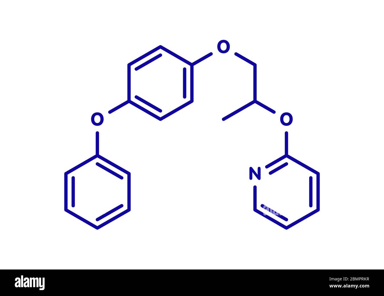 Pyriproxyfen pesticide molecule. Juvenile hormone analogue that ...