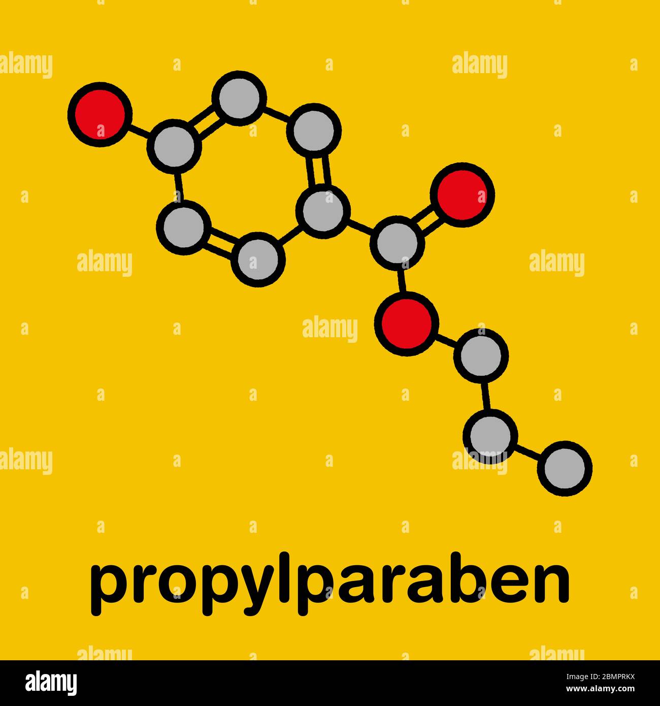 Propyl paraben preservative molecule. Used in food and cosmetics ...