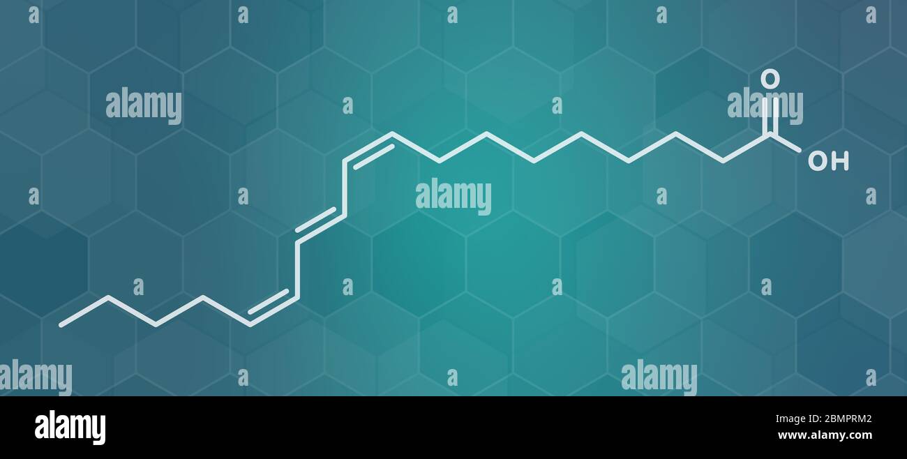 Punicic acid (trichosanic acid) molecule. Fatty acid present in ...