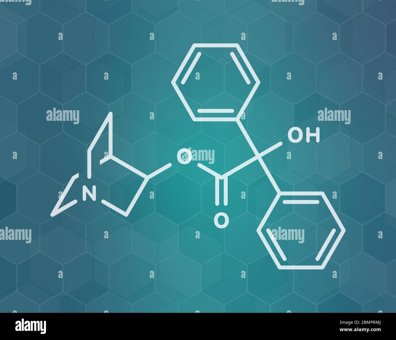 3-Quinuclidinyl benzilate (QNB, BZ) incapacitating agent molecule ...
