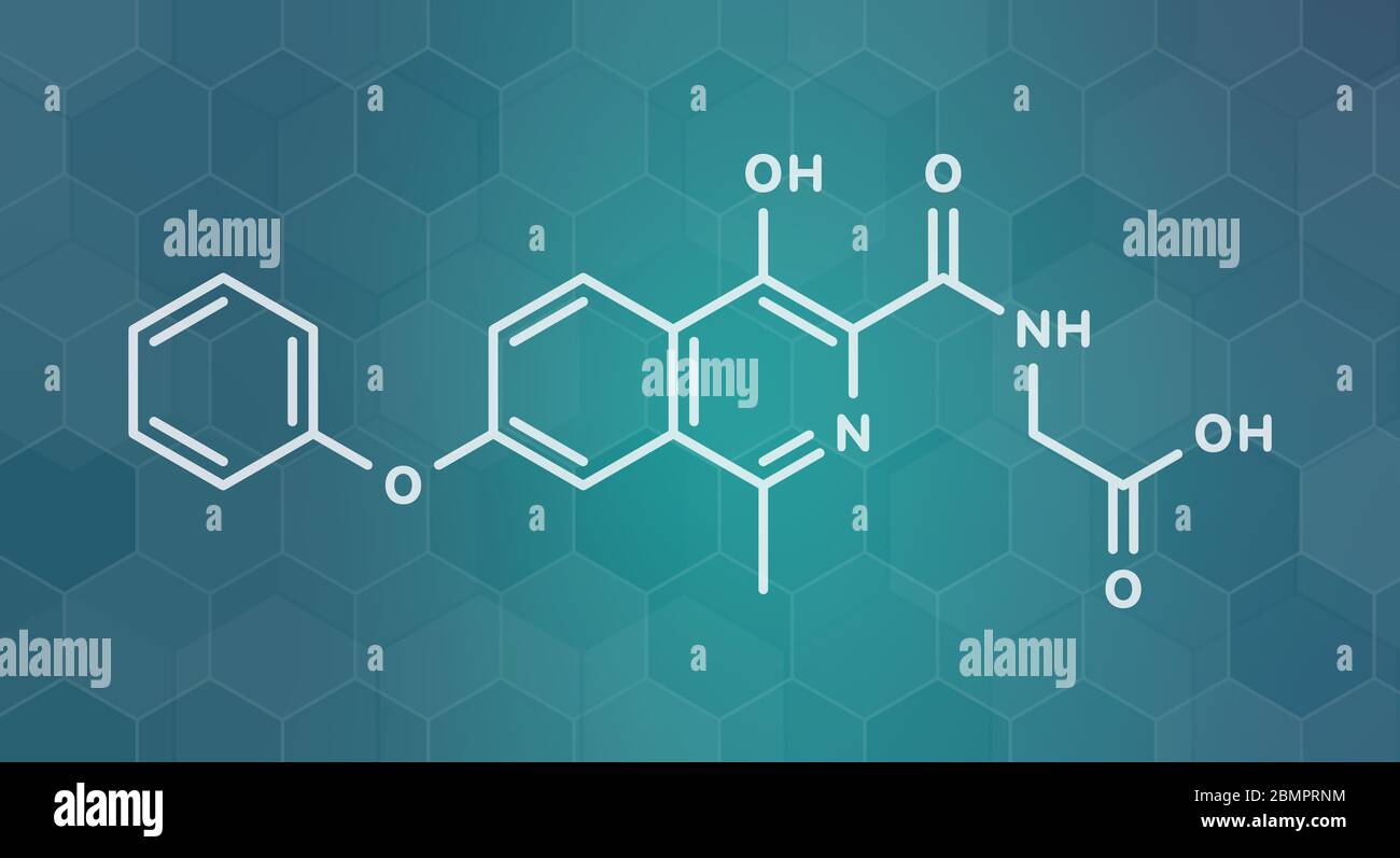 Roxadustat drug molecule. Skeletal formula Stock Photo - Alamy