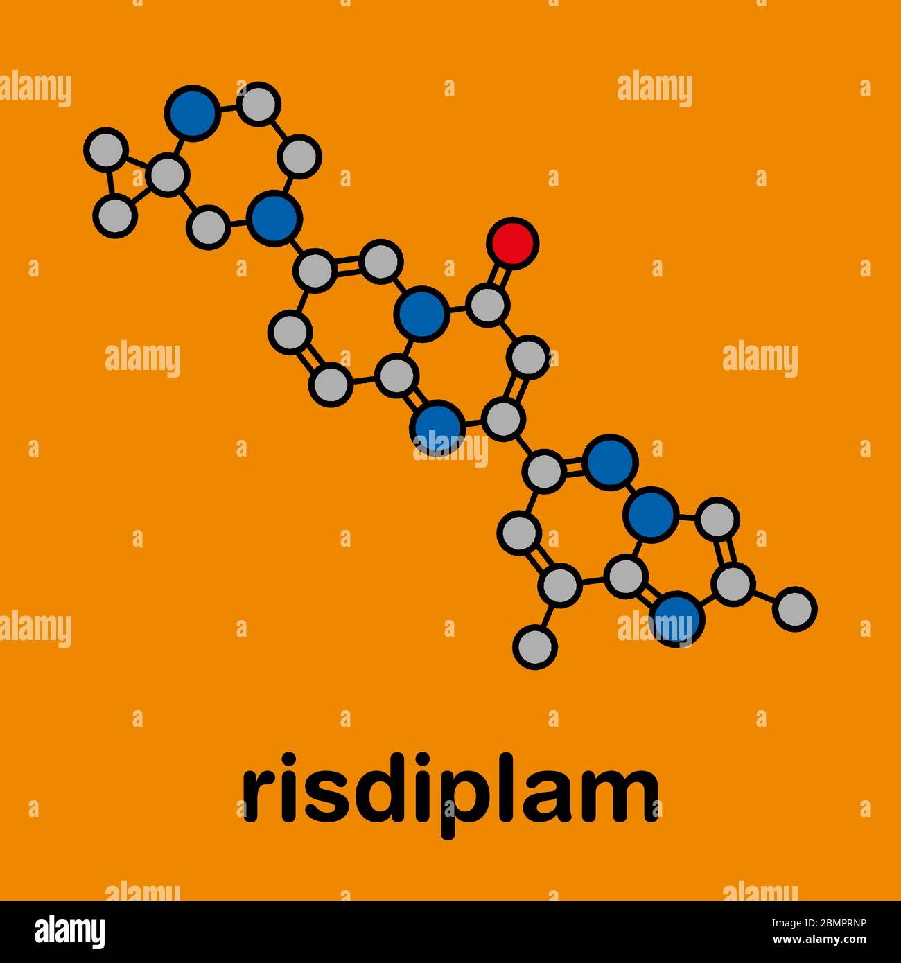 Risdiplam Spinal muscular Atrophy drug molecule. Stylized skeletal ...