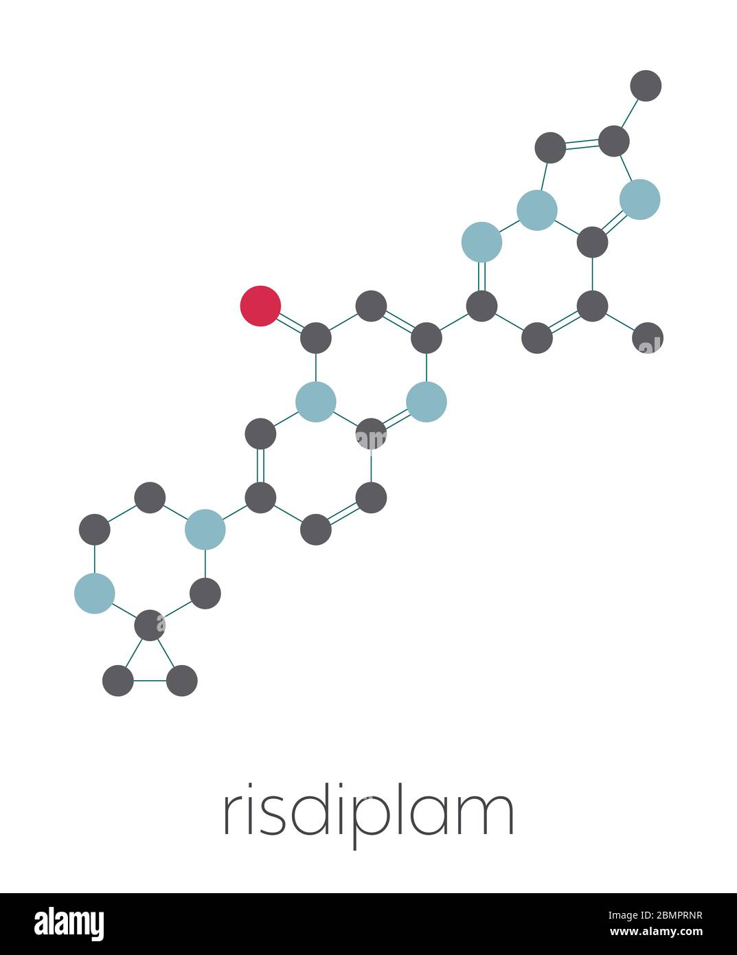 Risdiplam Spinal muscular Atrophy drug molecule. Stylized skeletal ...
