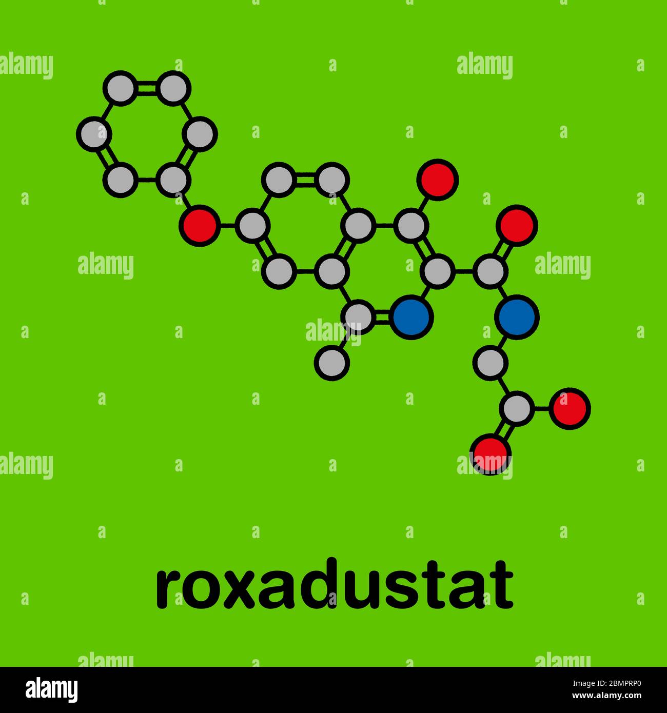 Roxadustat drug molecule. Stylized skeletal formula (chemical structure ...