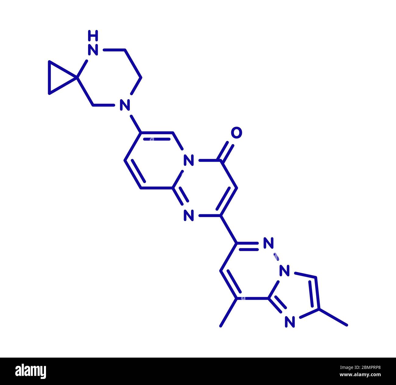 Risdiplam Spinal muscular Atrophy drug molecule. Skeletal formula Stock ...