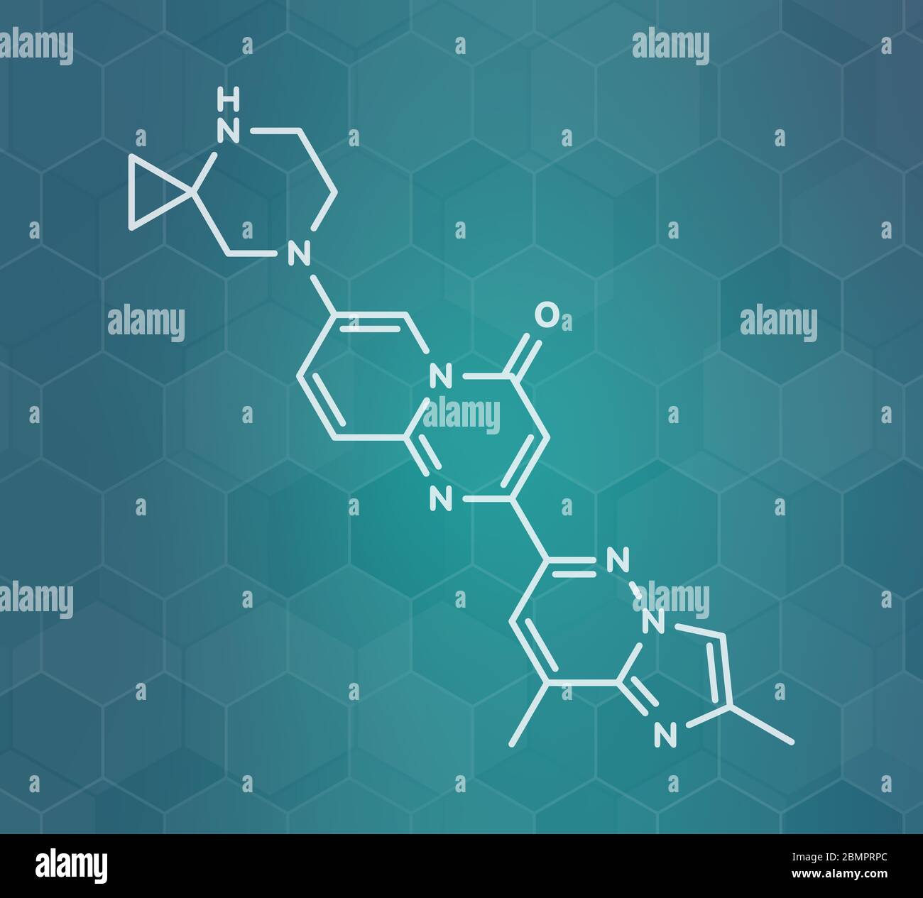 Risdiplam Spinal muscular Atrophy drug molecule. Skeletal formula Stock ...