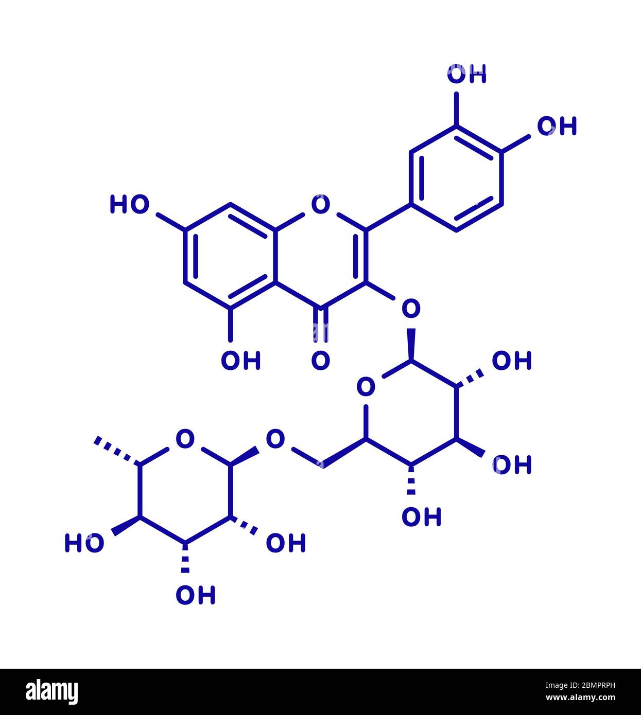 Rutin (rutoside, sophorin) molecule. Herbal glycoside composed of ...