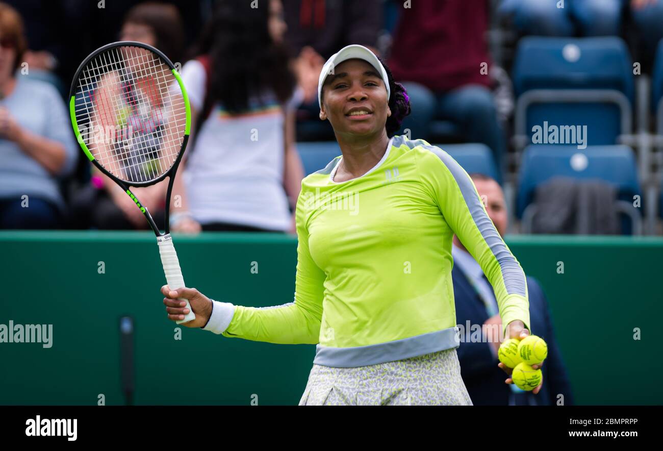Venus Williams of the United States in action during her first-round ...