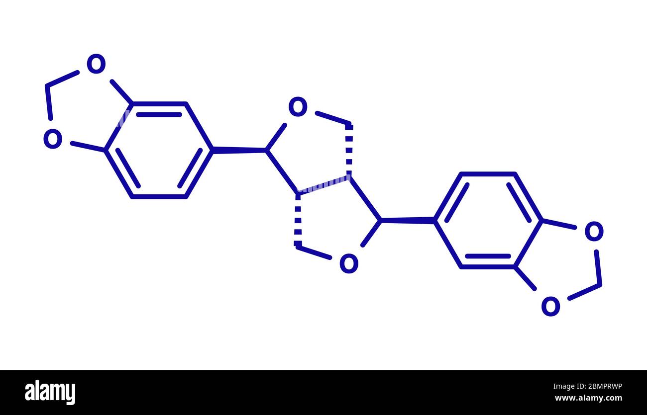 Sesamin molecule. Lignan present in sesame oil. Skeletal formula Stock ...