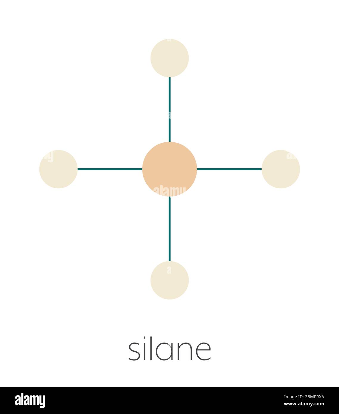Silane (SiH4) molecule. Stylized skeletal formula (chemical structure ...
