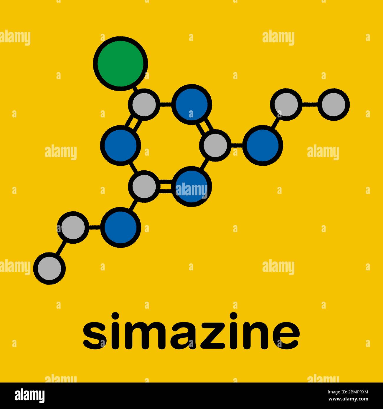 Simazine herbicide molecule. Stylized skeletal formula (chemical ...