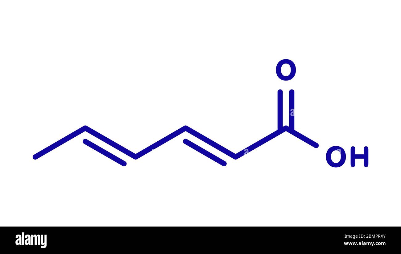 Sorbic acid food preservative molecule. Sorbate (sodium, potassium ...