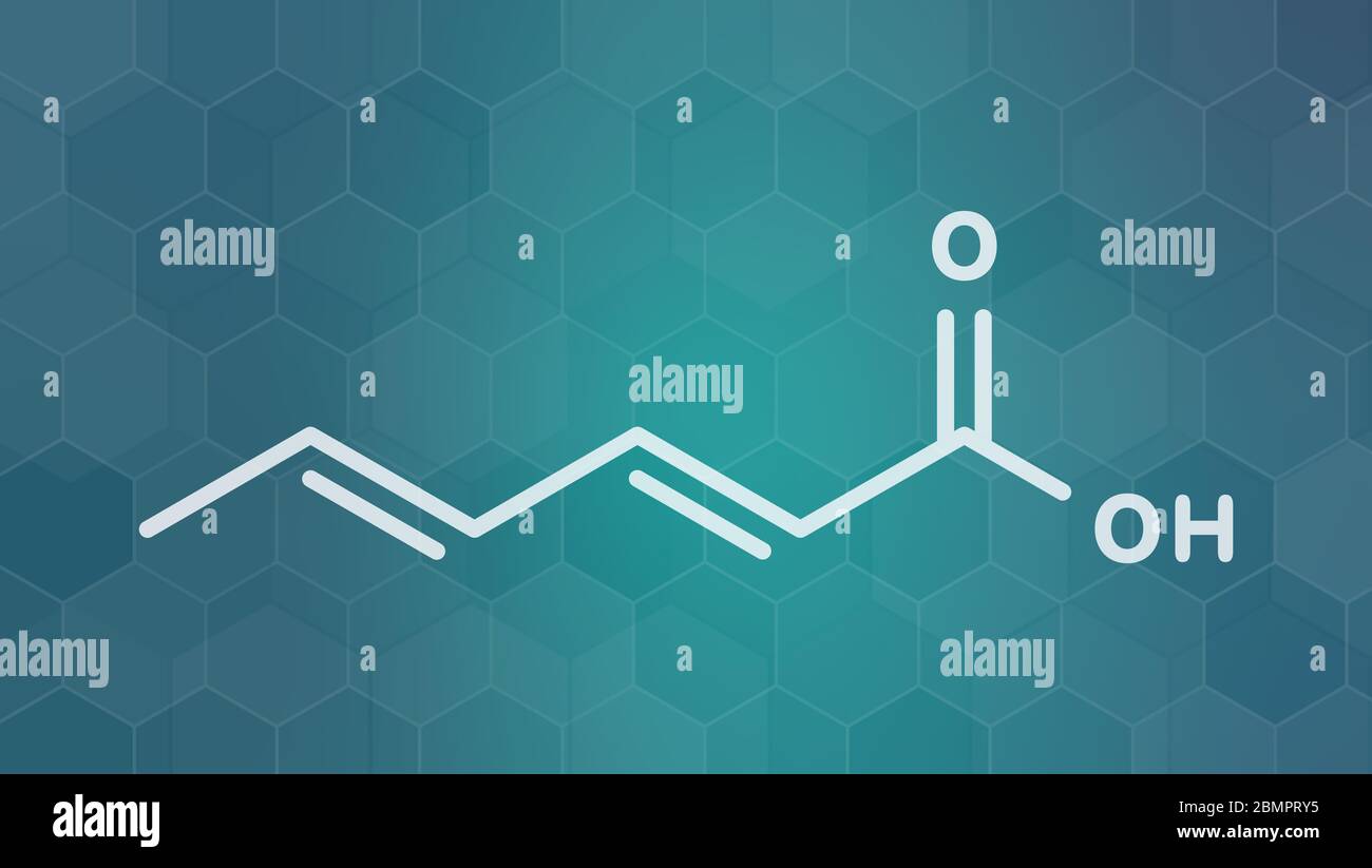 Sorbic acid food preservative molecule. Sorbate (sodium, potassium ...
