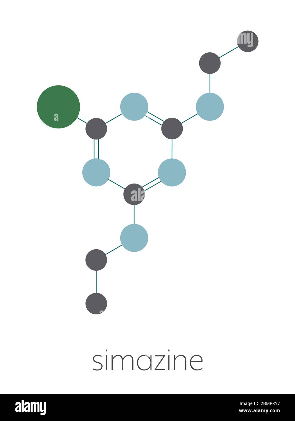Simazine herbicide molecule. Stylized skeletal formula (chemical ...