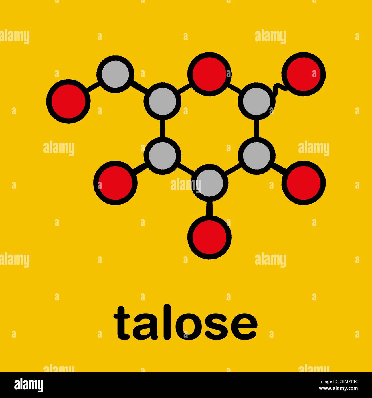 Talose sugar molecule (alpha-D-talopyranose). Stylized skeletal formula ...
