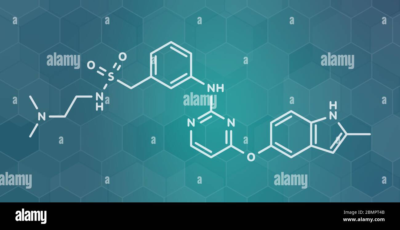 Surufatinib cancer drug molecule. Skeletal formula Stock Photo - Alamy