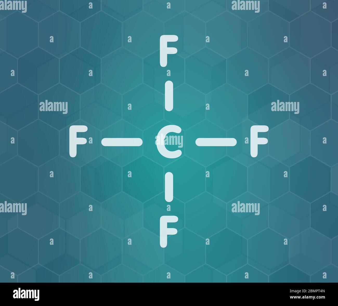 Tetrafluoromethane (carbon tetrafluoride, CF4) greenhouse gas molecule ...