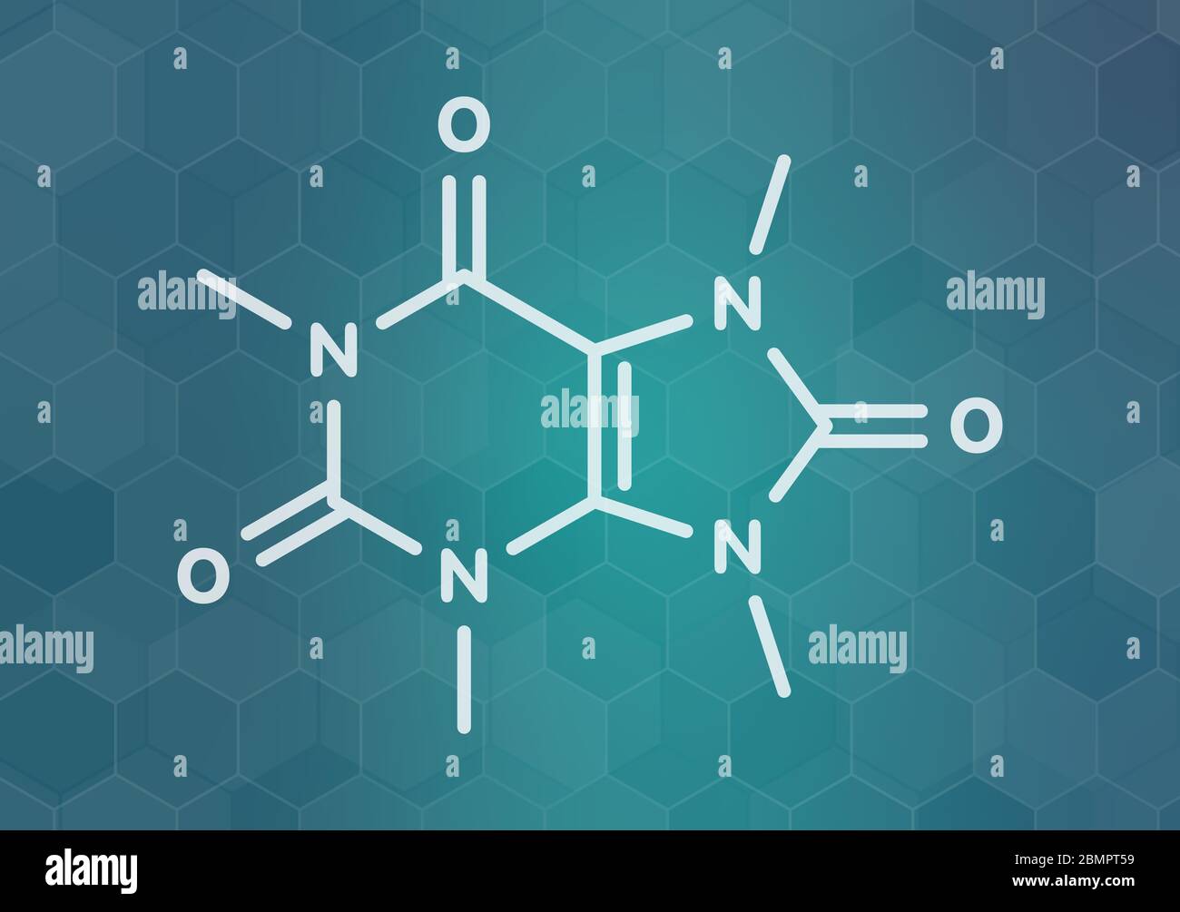 Theacrine molecule. Caffeine analog present in kucha tea. Skeletal ...